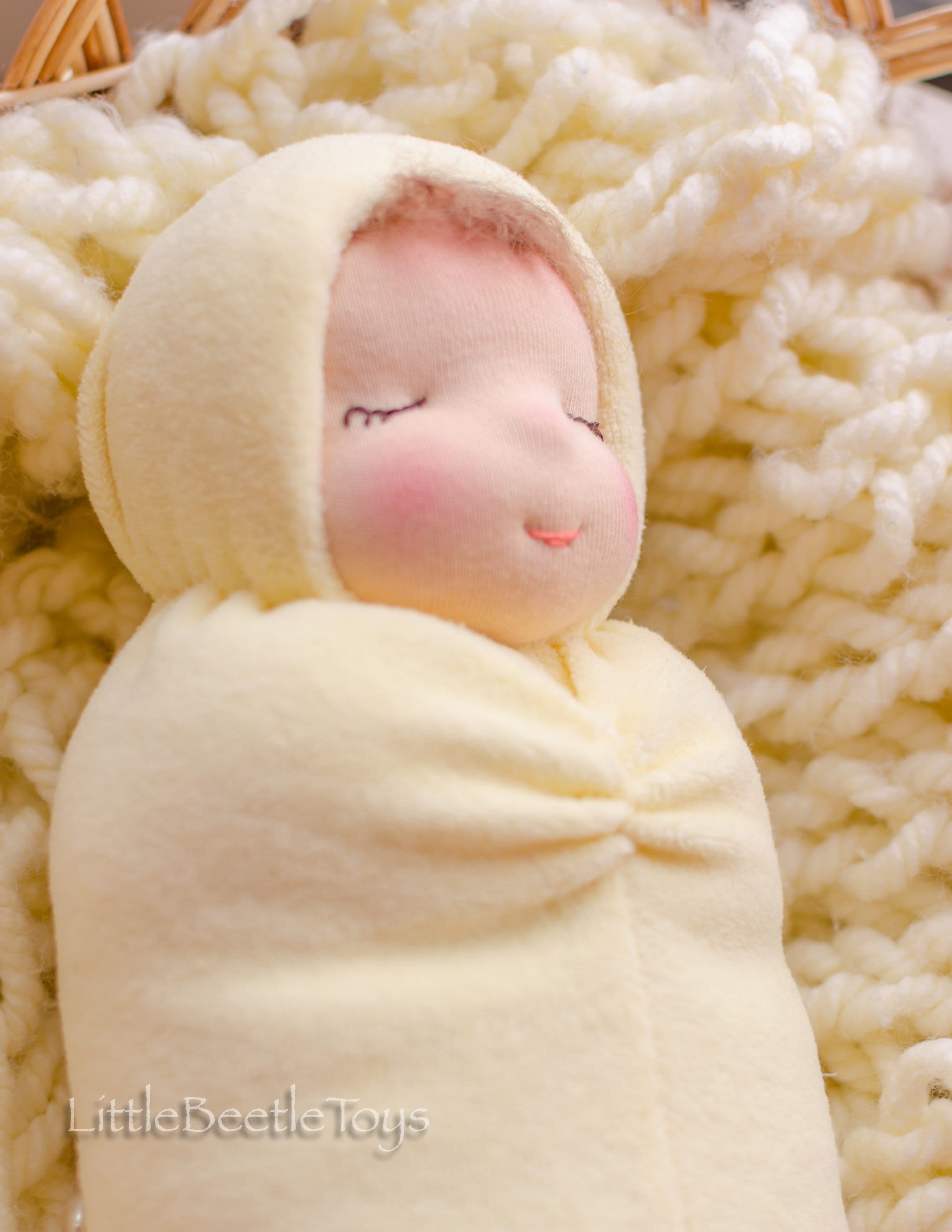 Waldorf Doll for Sleep Sleepy Baby Doll 11 Bedtime Doll Swaddled Ivory ...