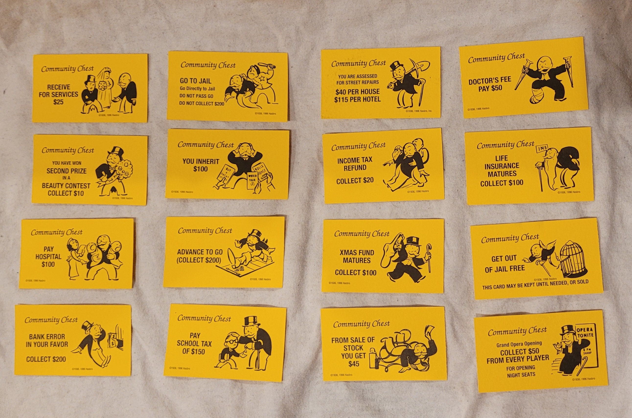 Monopoly Chance and Community Chest and House Rule Cards Replacement ...