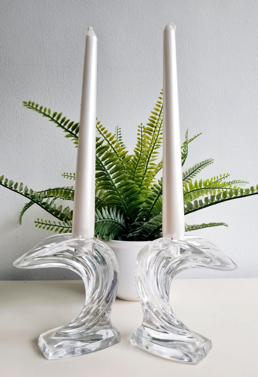 Nachtmann Crystal Wing Candle Holders - Mid Century German Decor (2er ...