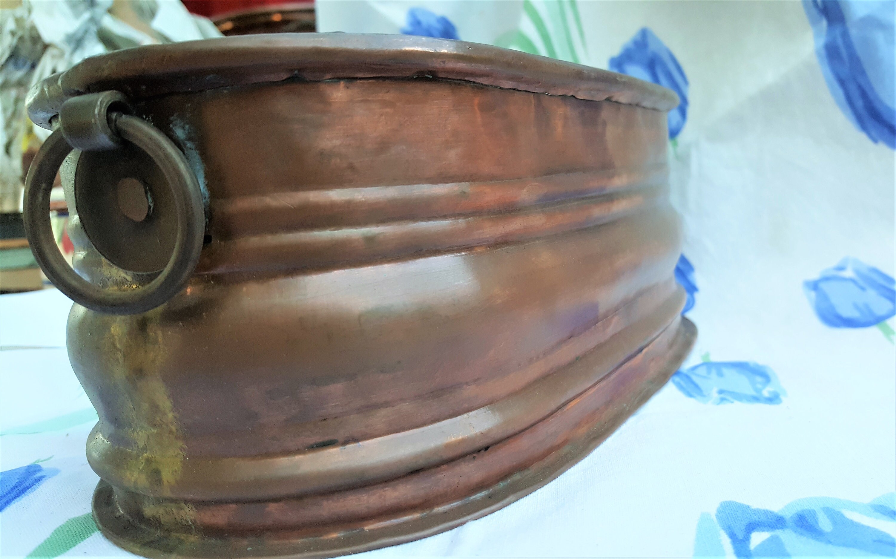 Vintage Copper Oval Flower Pot - Etsy