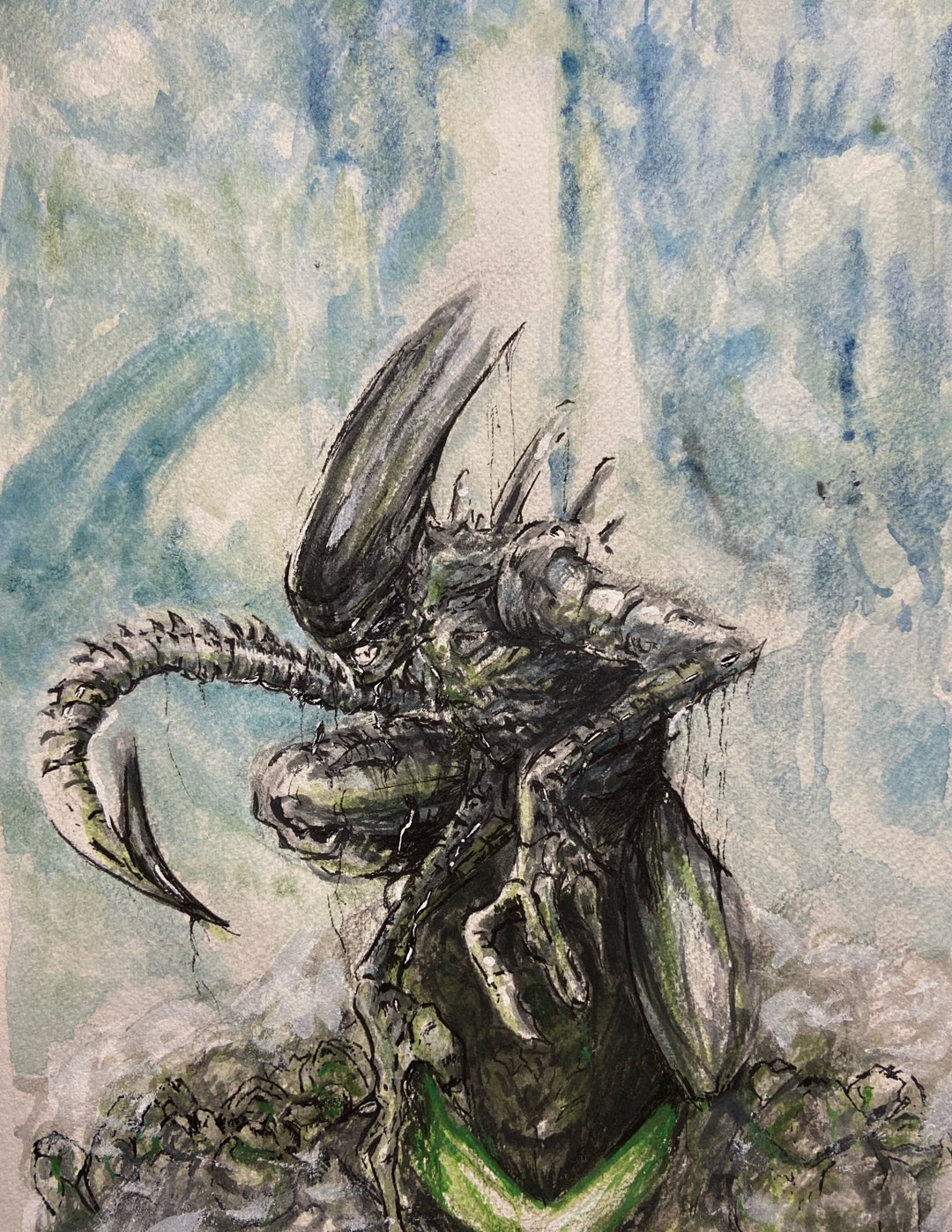 Water Color Xenomorph Alien Print - Etsy UK