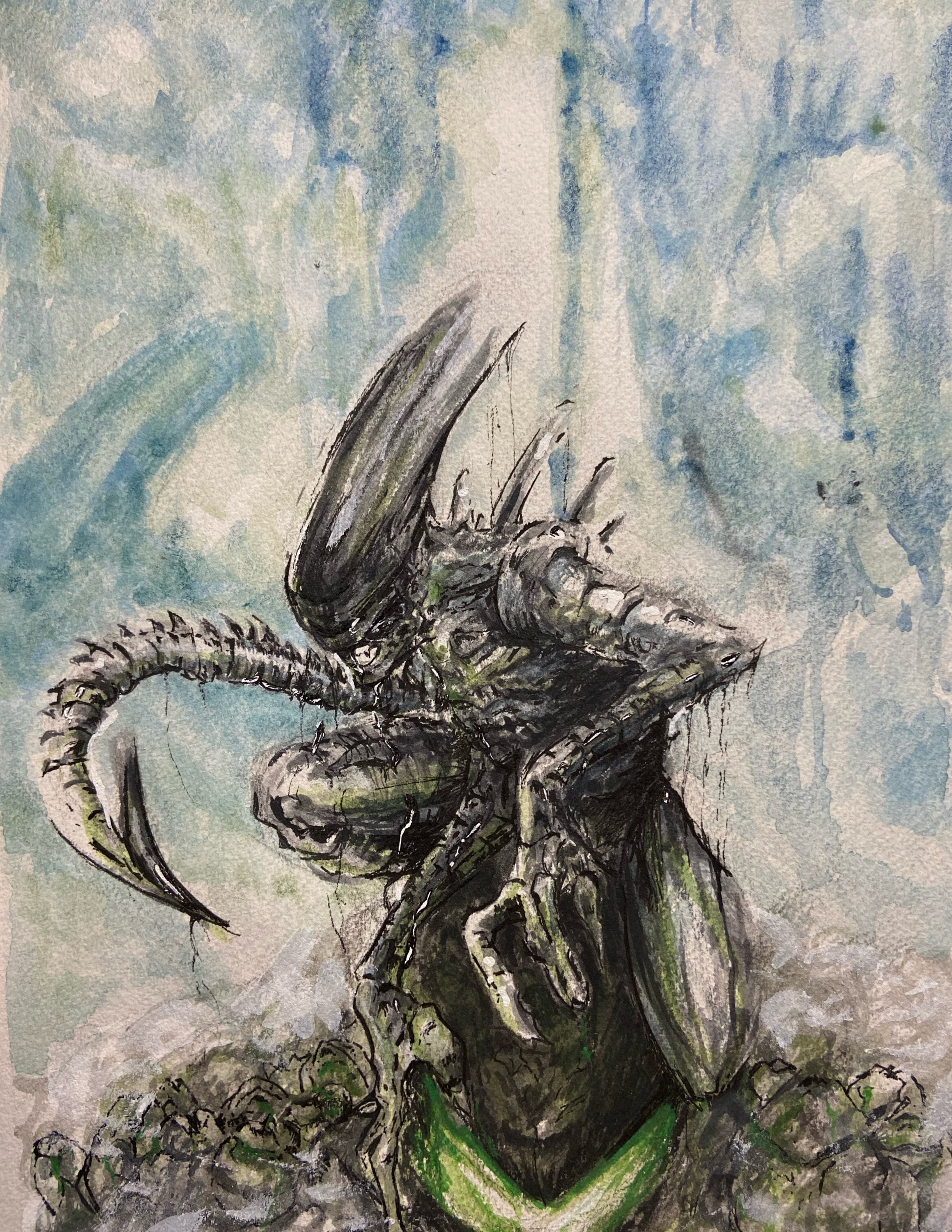 Water Color Xenomorph Alien Print - Etsy UK