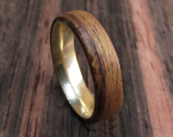 Gold wood ring | Etsy