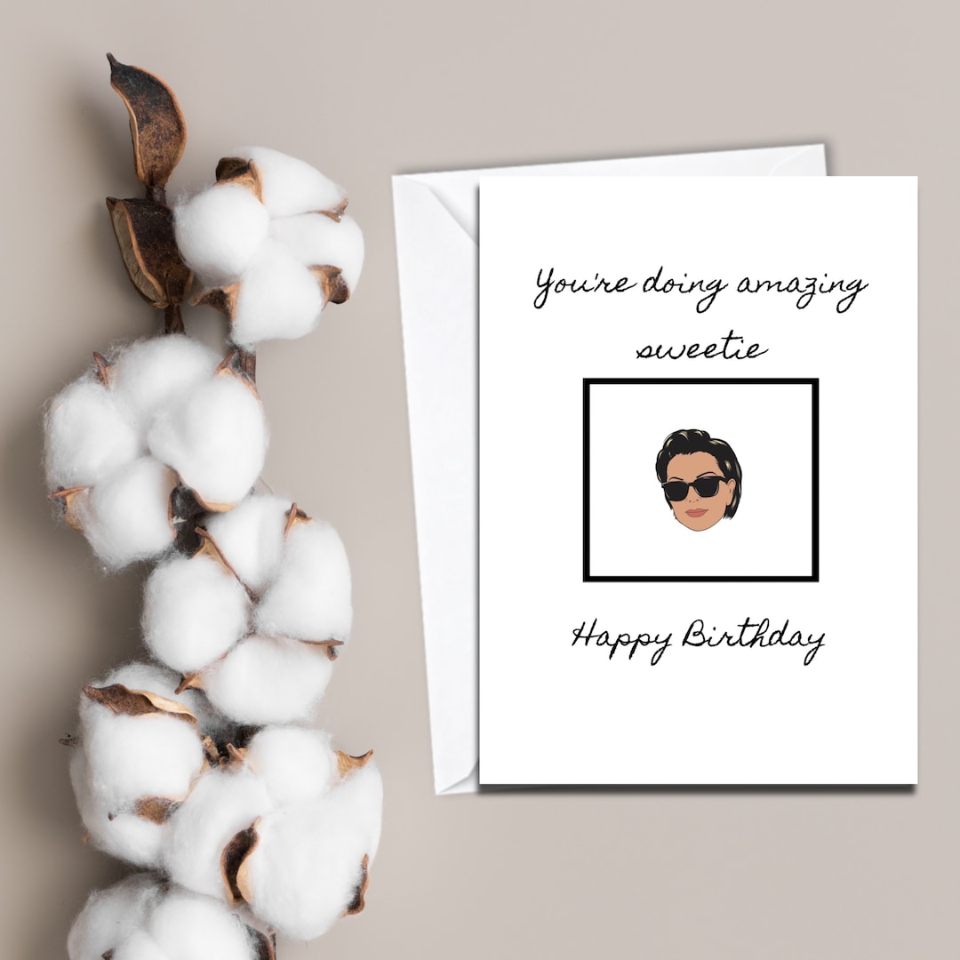 Jenner Birthday Card || Kris Birthday Card || Kardashian Illustration ...