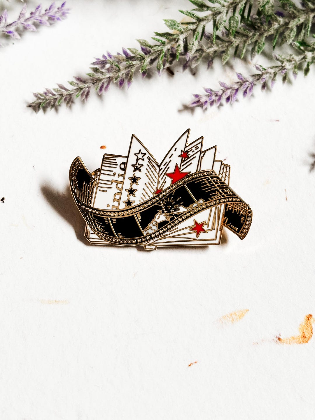 Cinema Film Book Club Enamel Pin | Movie Lover Pin | Movie Night Enamel ...