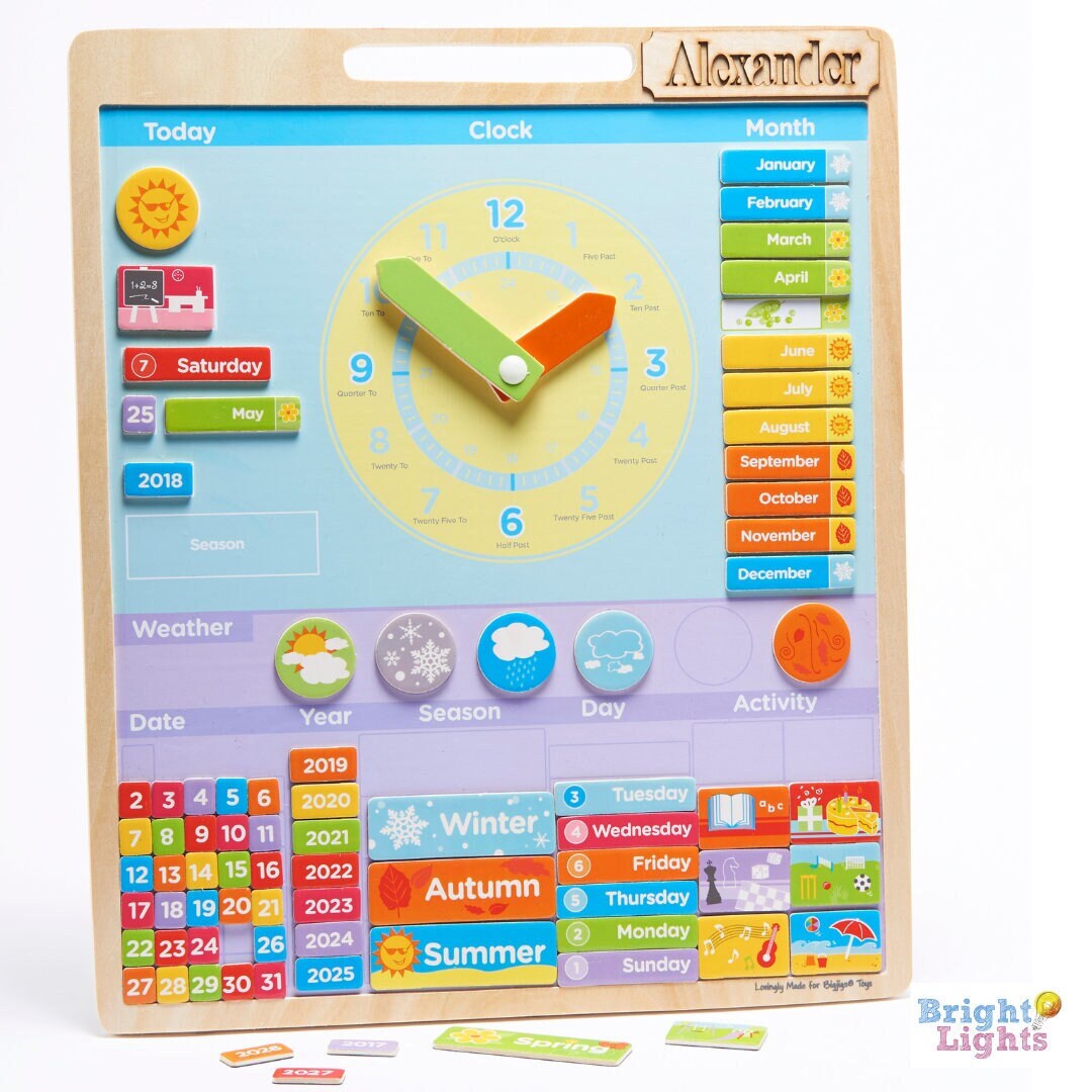 Personalised Wooden Magnetic Calendar and Weatherboard - Etsy UK