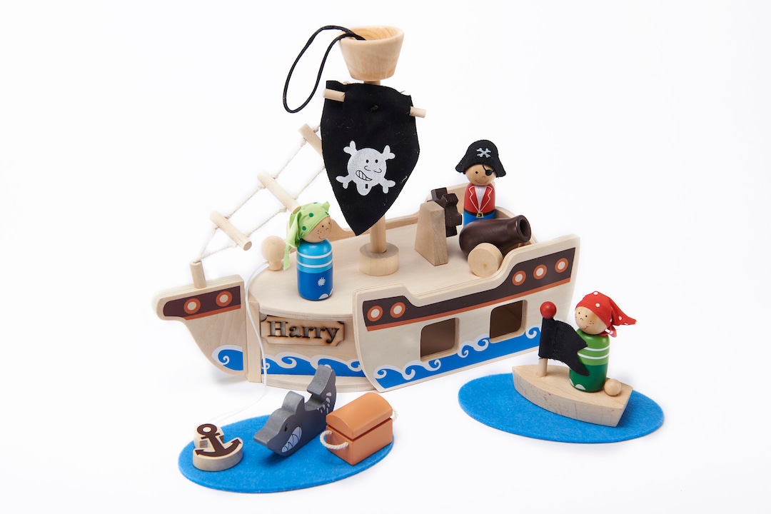 Personalised Wooden Pirate Play Set Role Play Pirate Ship - Etsy