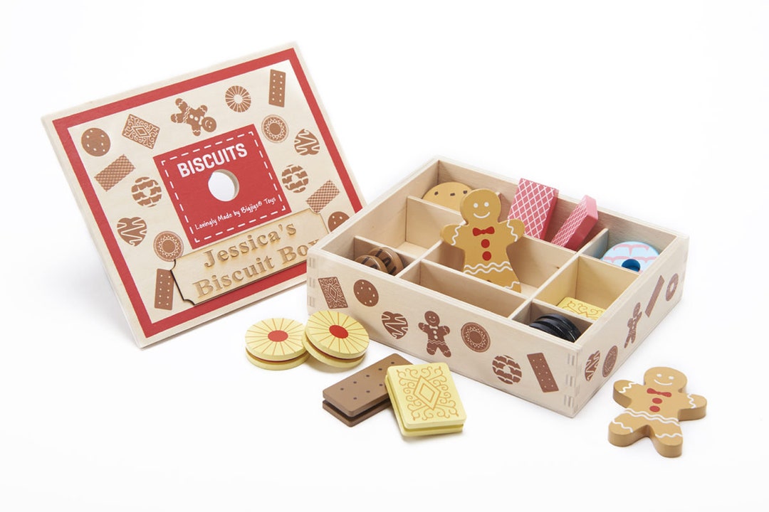 Personalised Wooden Toy Biscuit Box, Customised Traditional English ...