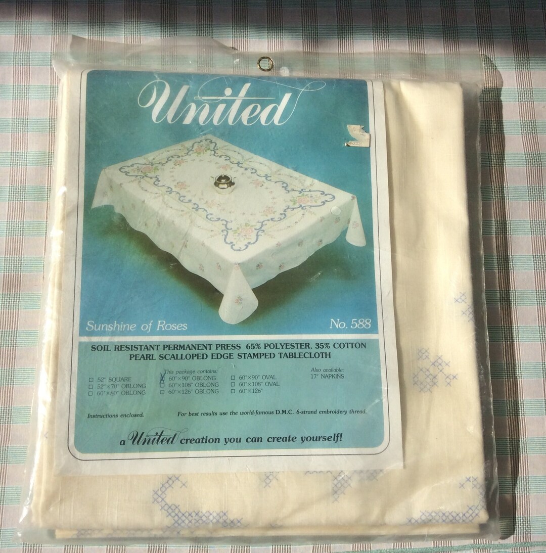 United “sunshine of Roses” Oblong Stamped for Cross Stitch Permanent ...