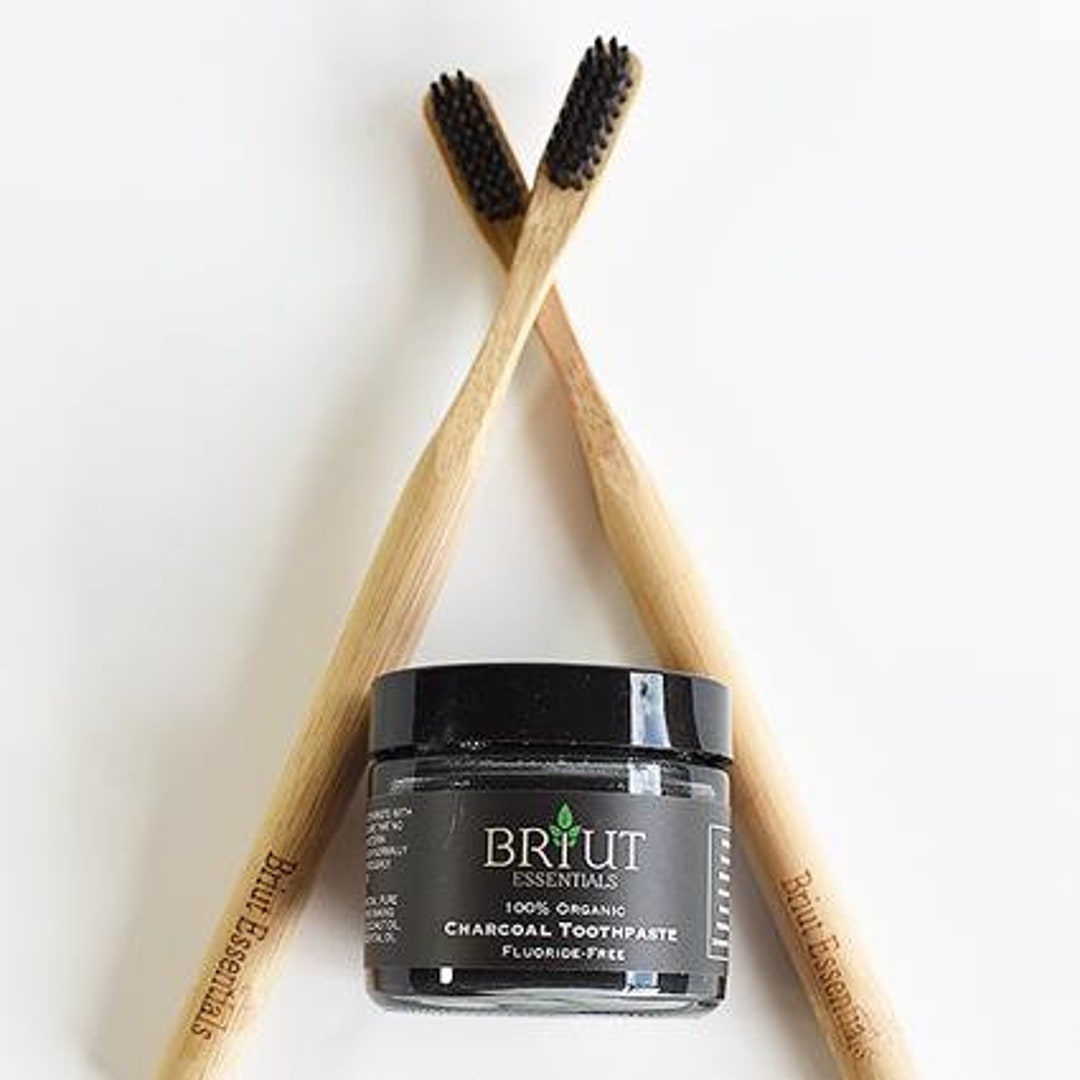 100% ORGANIC Charcoal Toothpaste & Biodegradable Bamboo Toothbrush ...