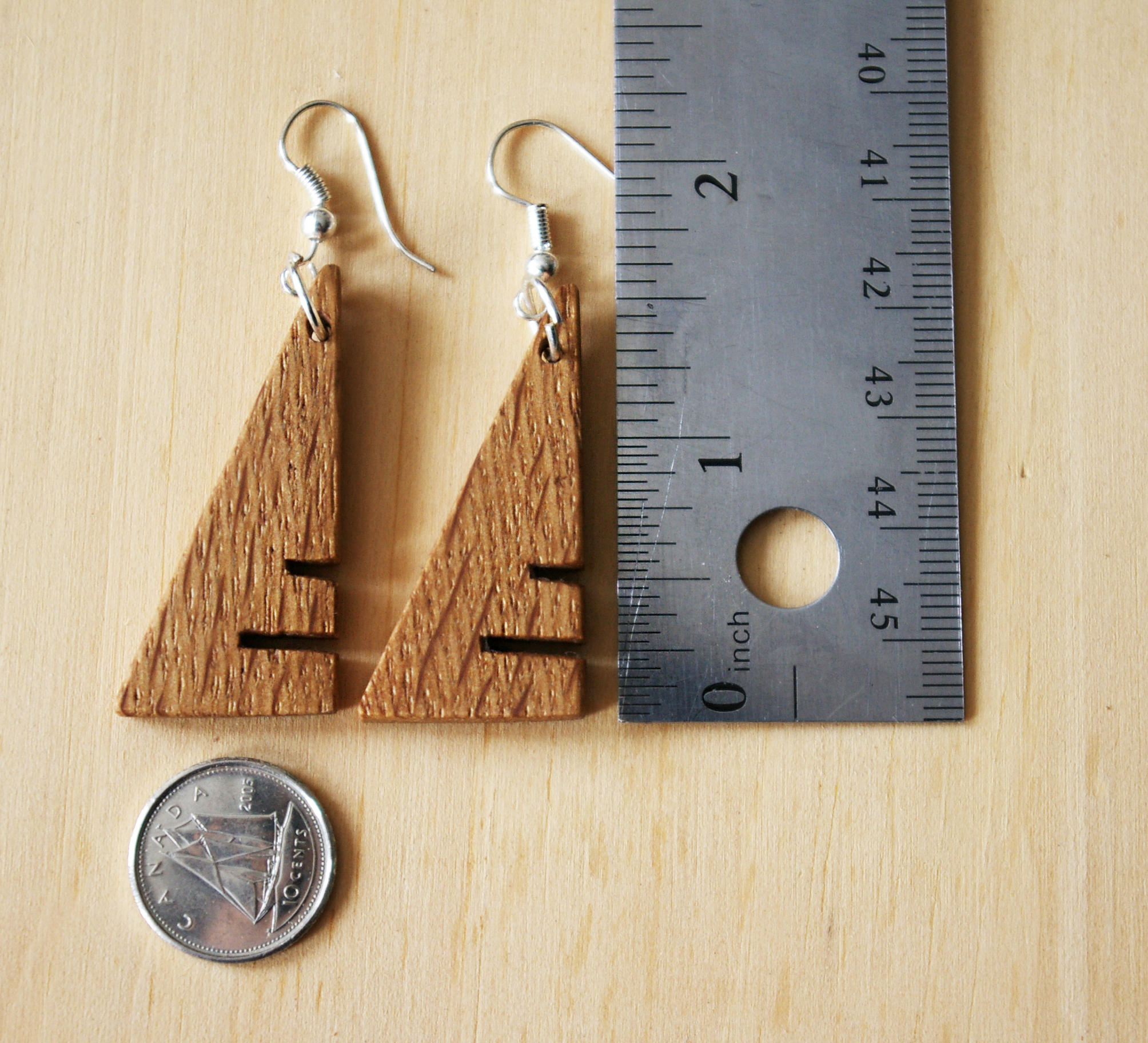 Triangle Slot Wooden Earring Design Handmade Oak - Etsy Canada