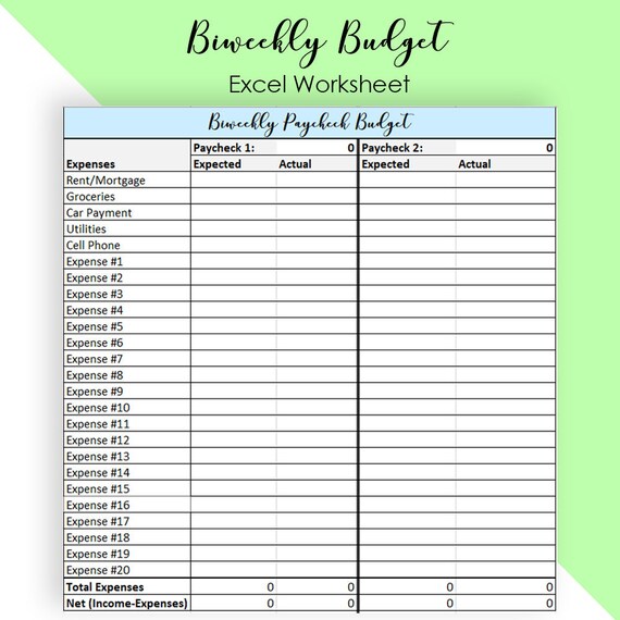 Bi Weekly Budget Template Excel Collection
