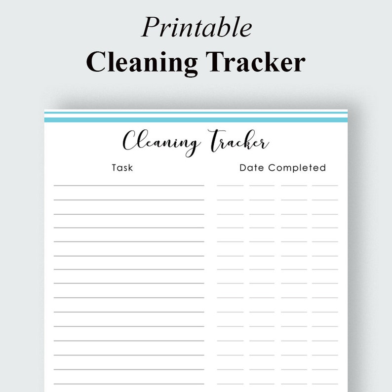 Cleaning Tracker Checklist - Printable PDF - Household Binder, Cleaning ...