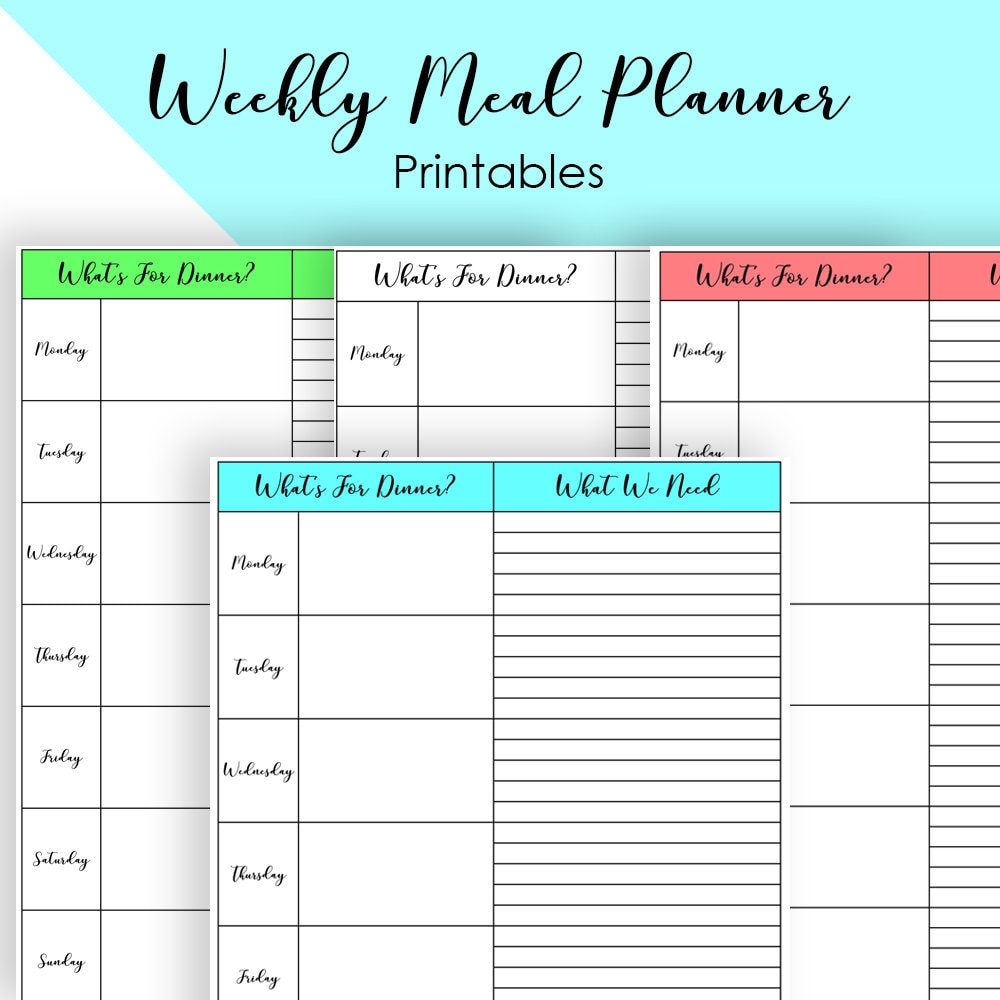 Weekly Meal Planner Printables, Grocery Shopping List Planner, Weekly ...