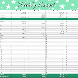 Weekly Budget Template | Weekly Expense Log | Expense Tracker - EXCEL ...