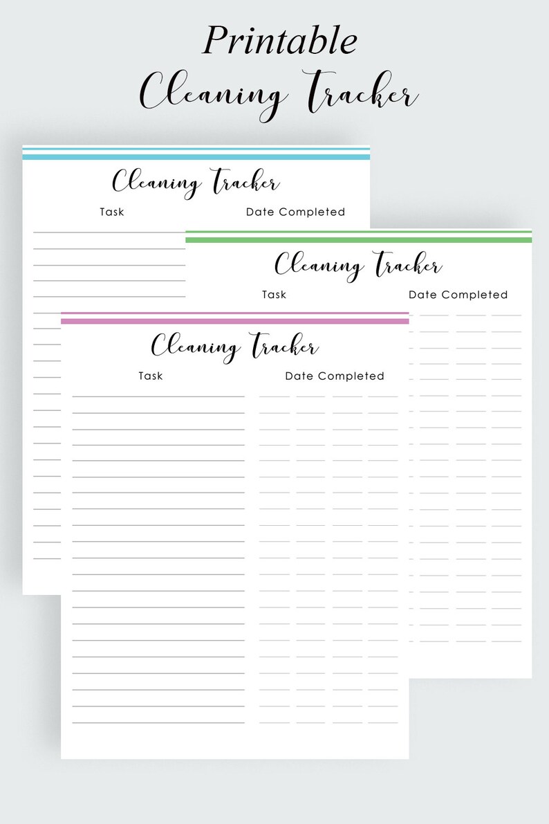 Cleaning Tracker Checklist - Printable PDF - Household Binder, Cleaning ...