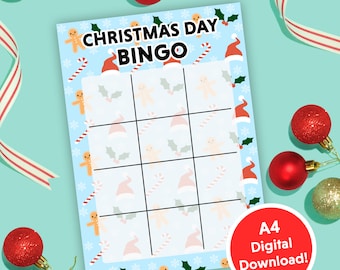 Family Friendly - Christmas Dinner - Bingo Game Card - Bingo Party Game ...