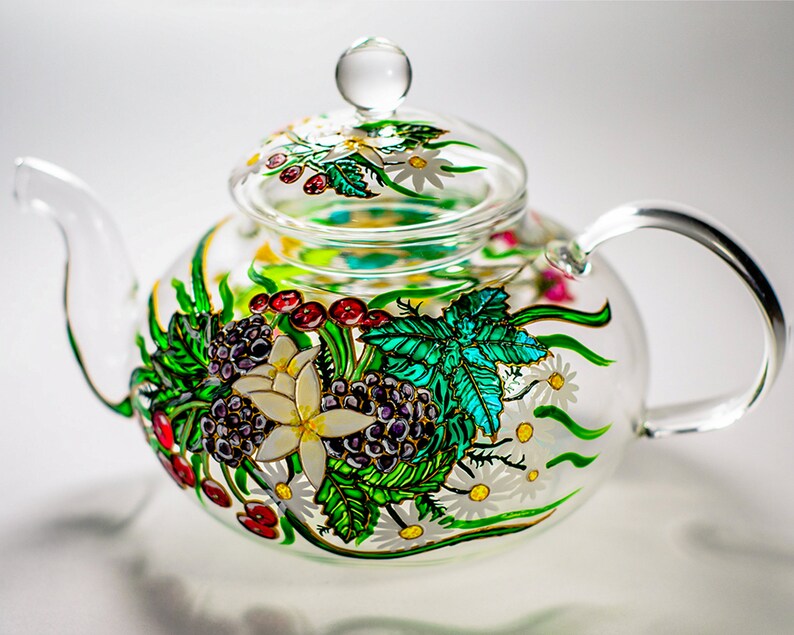 Personalized Tea Set Teapot With Cups and Saucers Botanical - Etsy