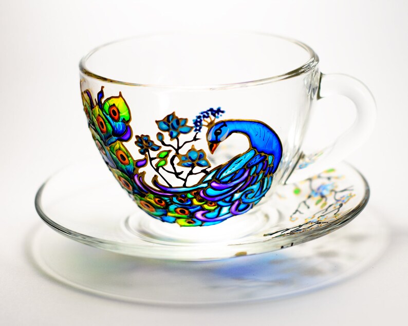 Peacock Tea Cup and Saucer Mother's Day Gift Tea Set | Etsy