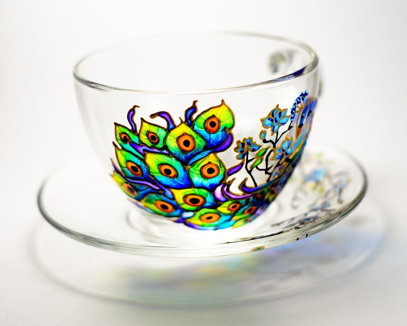 Peacock Tea Cup And Saucer Mothers Day T Tea Set Etsy