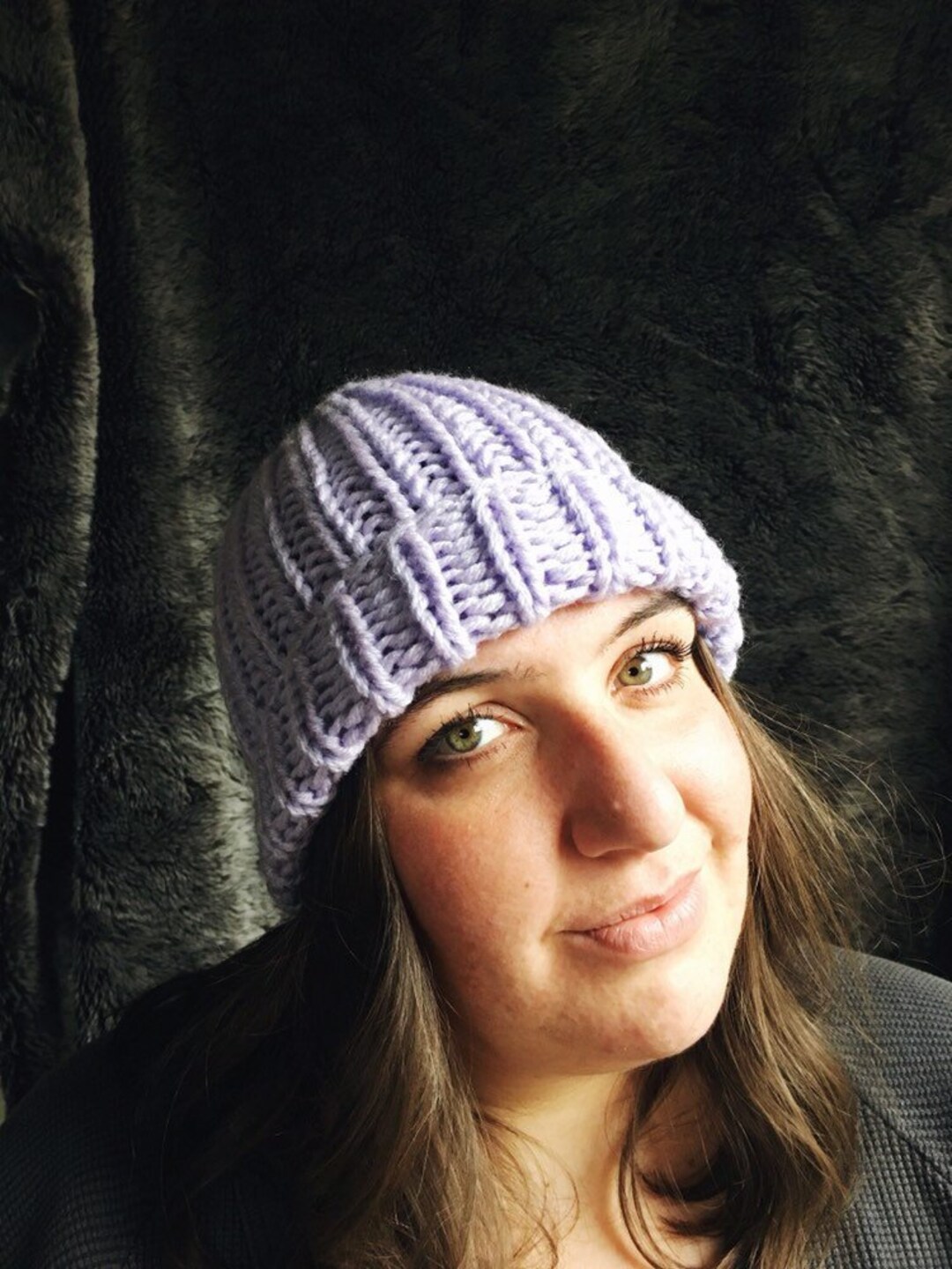 Chunky Handknit Beanie, the LIV Hat, Ribbed Hat in Lavender - Etsy
