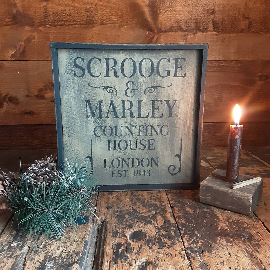 Scrooge & Marley Counting House London, Est. 1843 Framed Christmas Sign ...