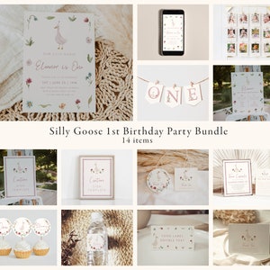 Goose First Birthday Party Bundle, Silly Goose Birthday Invitation ...