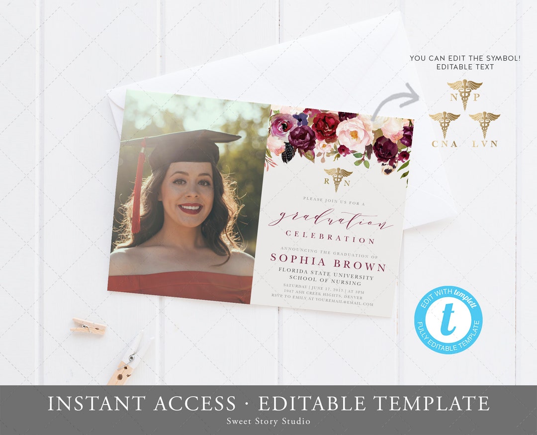 Nursing Graduation Invitation Card RN BSN NP Lpn College - Etsy