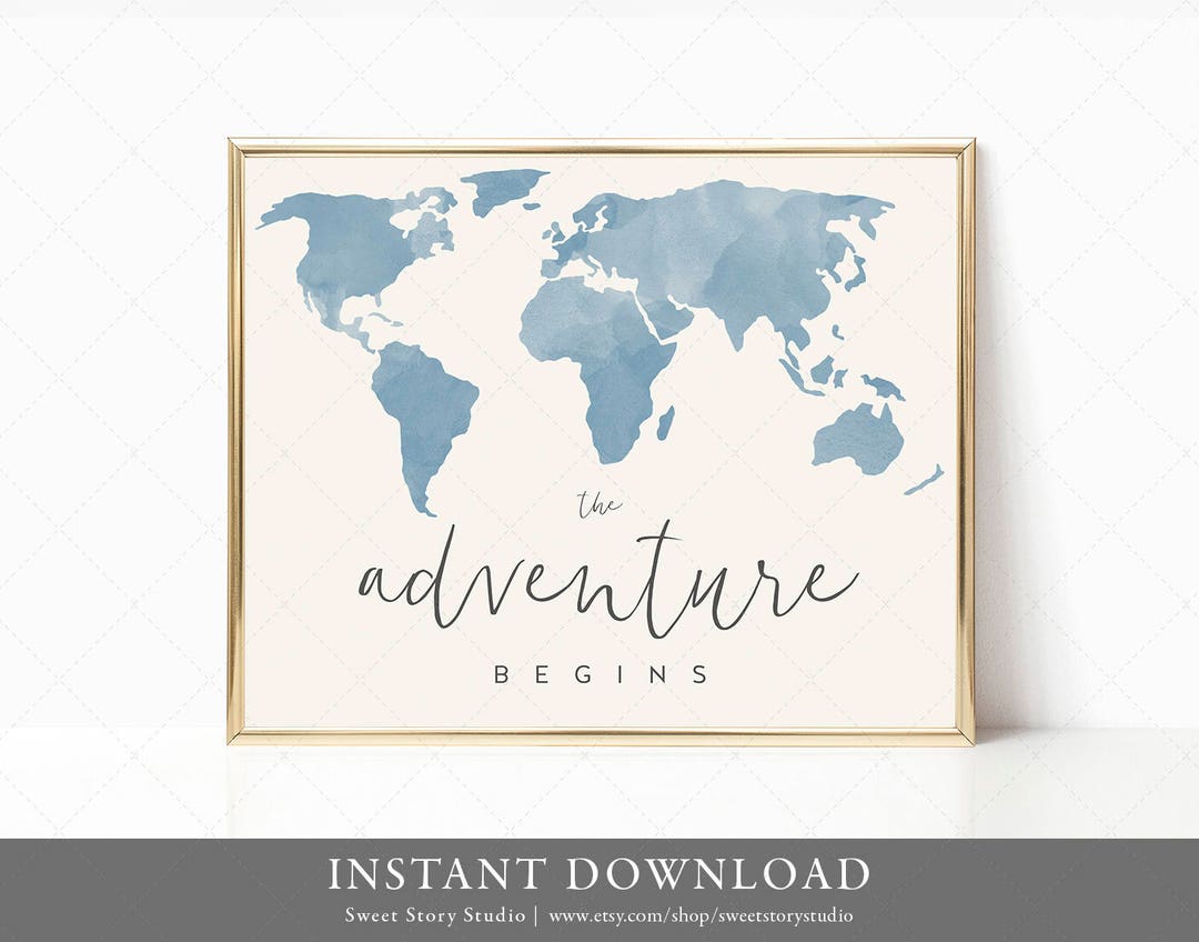 Watercolor Adventure Begins DIY Printable Digital File - Etsy
