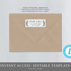 Return Address Label Template, Fully Envelope Address, Digital File for ...
