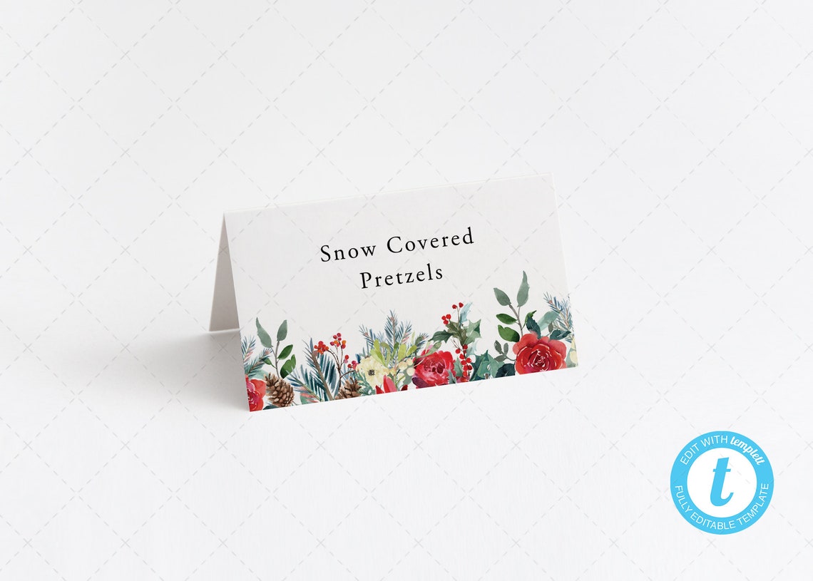 Editable Food Tent Card | Instant Download, Printable | Christmas Party ...