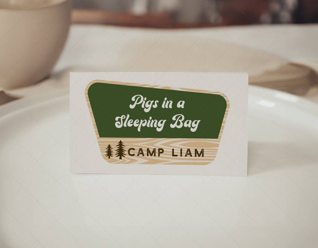 Happy Camper Place Card, Food Tent, Buffet Cards, Camping Birthday ...