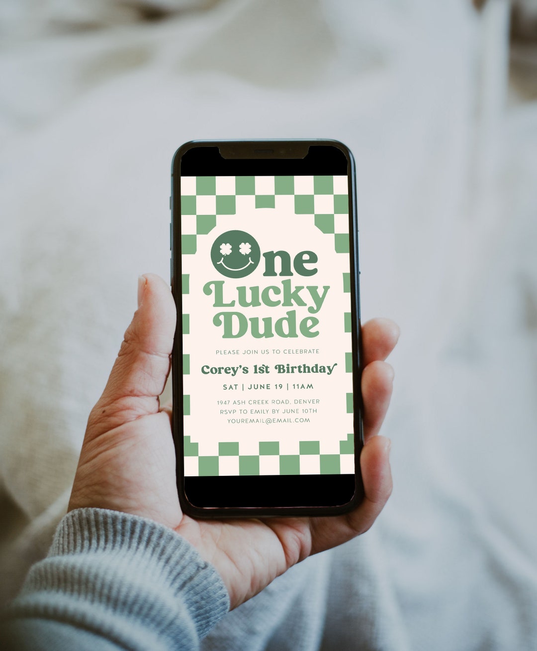 Lucky Dude Birthday Mobile Invitation: St Patricks Theme (editable ...