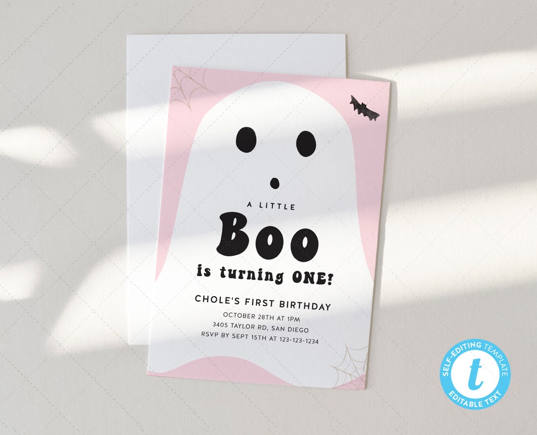 Little Boo Birthday Invitation, Girls Halloween Birthday, Halloween ...
