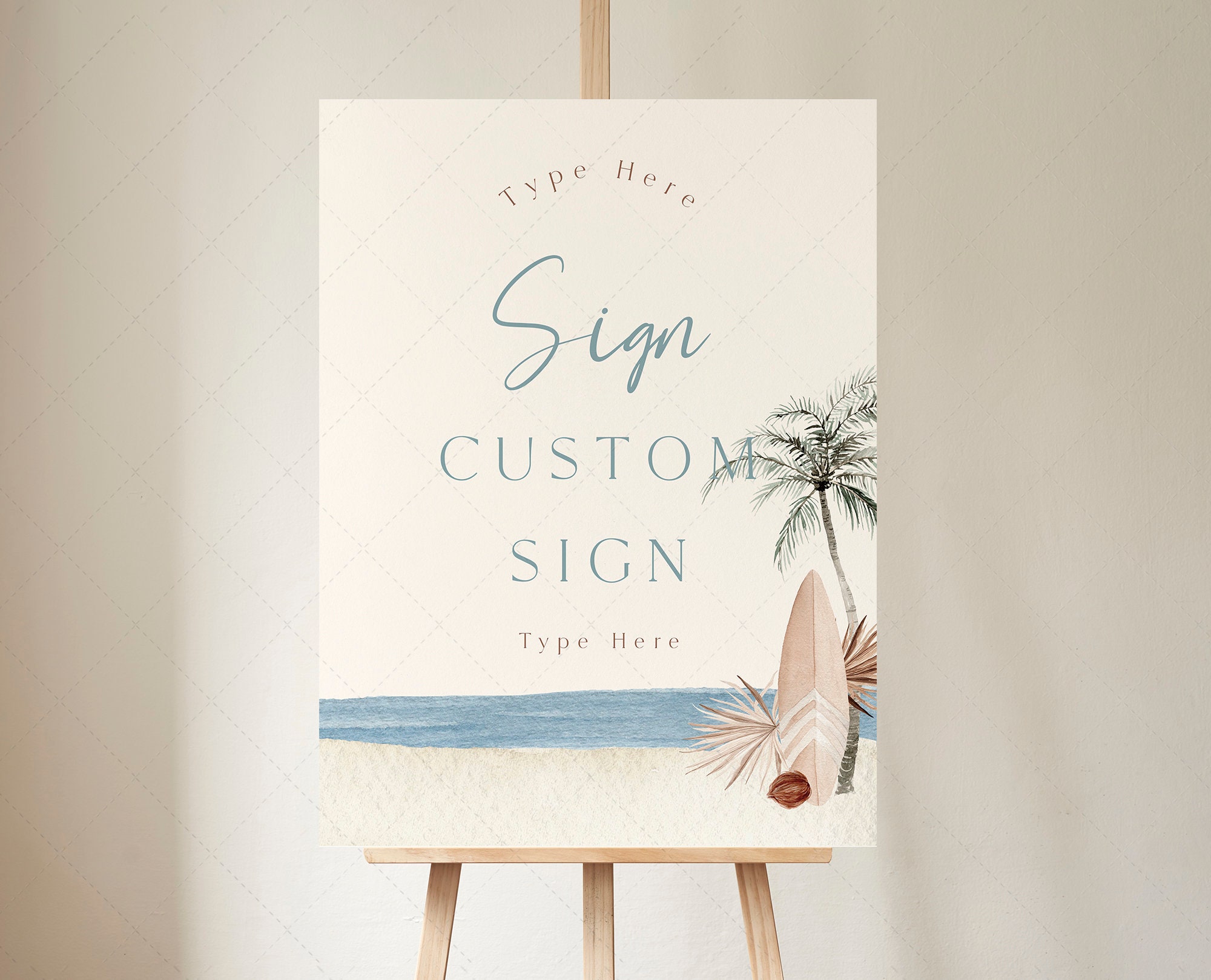 Surf Baby Shower Welcome Sign: Beach Theme (editable Template) | DC304 ...