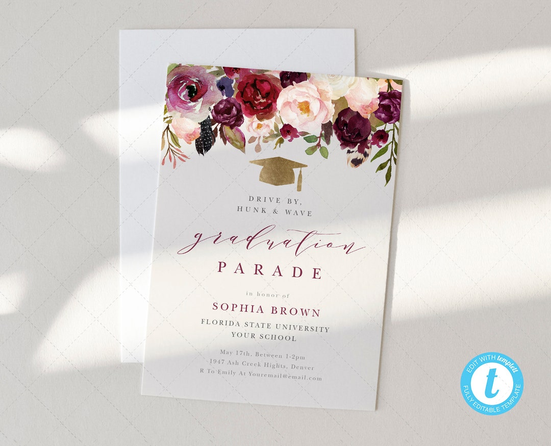 Drive by Graduation Invitation Card, Parade, Virtual Graduation, Car ...