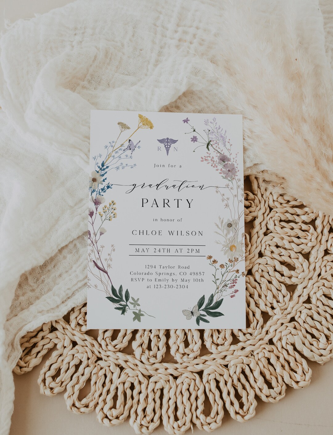 Wildflower Graduation Party Invitation, Wildflower Graduation ...