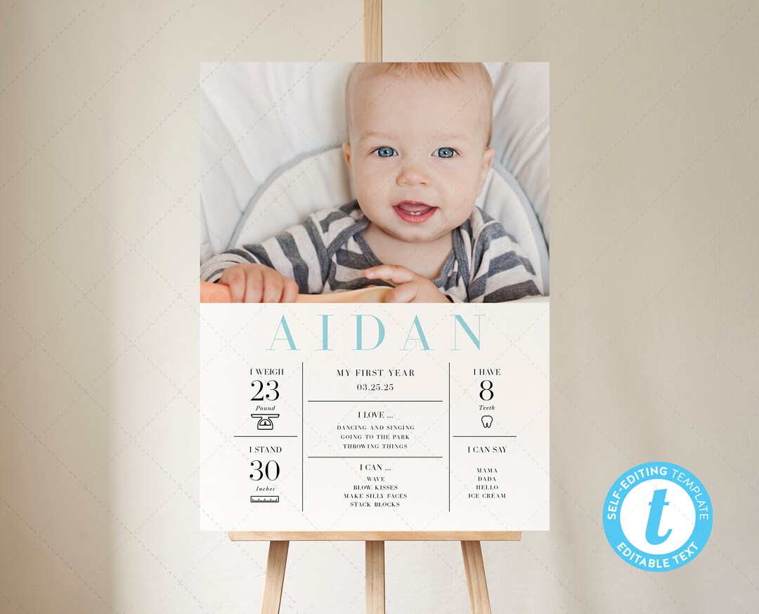 18x24 One Year Sign Template, Modern Minimalist, Simple DC192 - Etsy