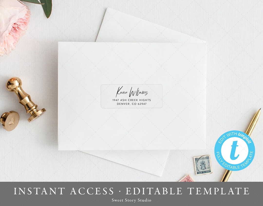 Printable Address Label Template Instant Download, Templett Envelope ...