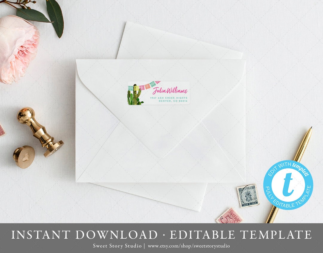 Fiesta Return Address Label Template | Instant Download, Printable ...