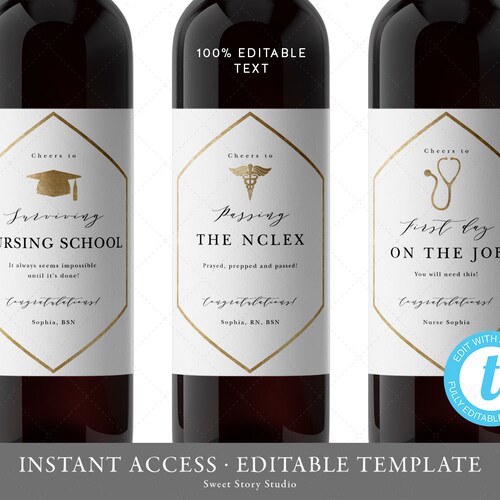 Nursing Milestones Bottle Label Simple Gold Nurse - Etsy