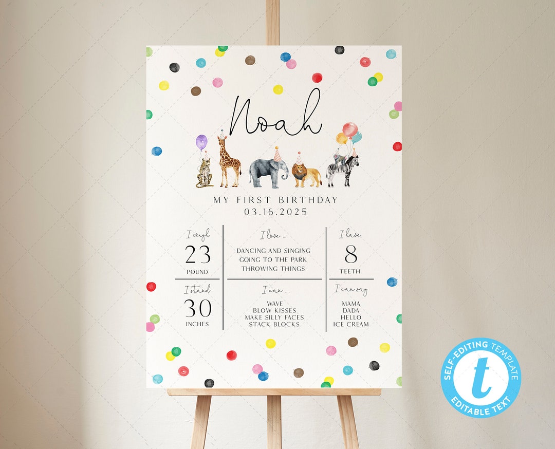18x24 One Year Sign Template, Party Animals First Birthday, Wild One ...