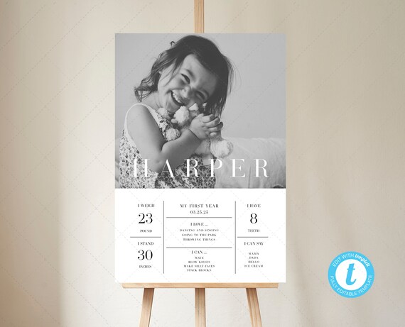 20x30 One Year Sign Template Modern Minimalist Simple | Etsy