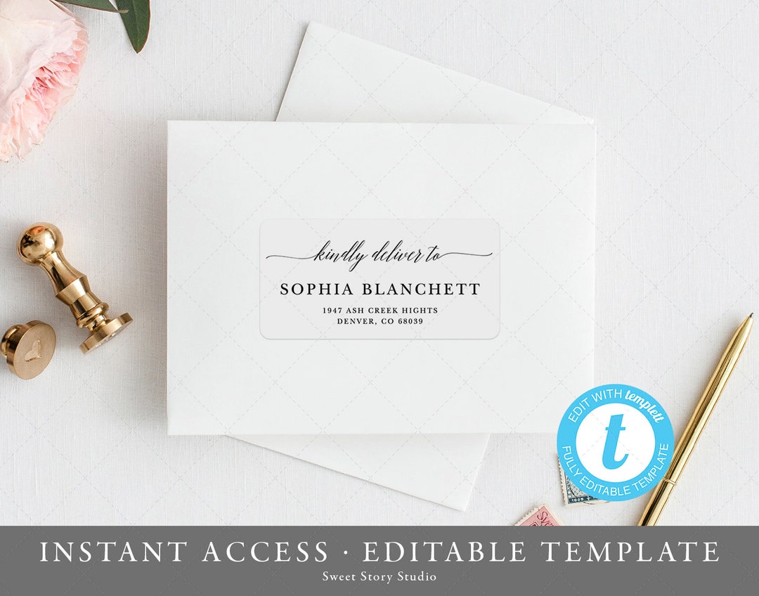 2x4 Address Label Template, Envelope Address, Digital File for AVERY 4 ...