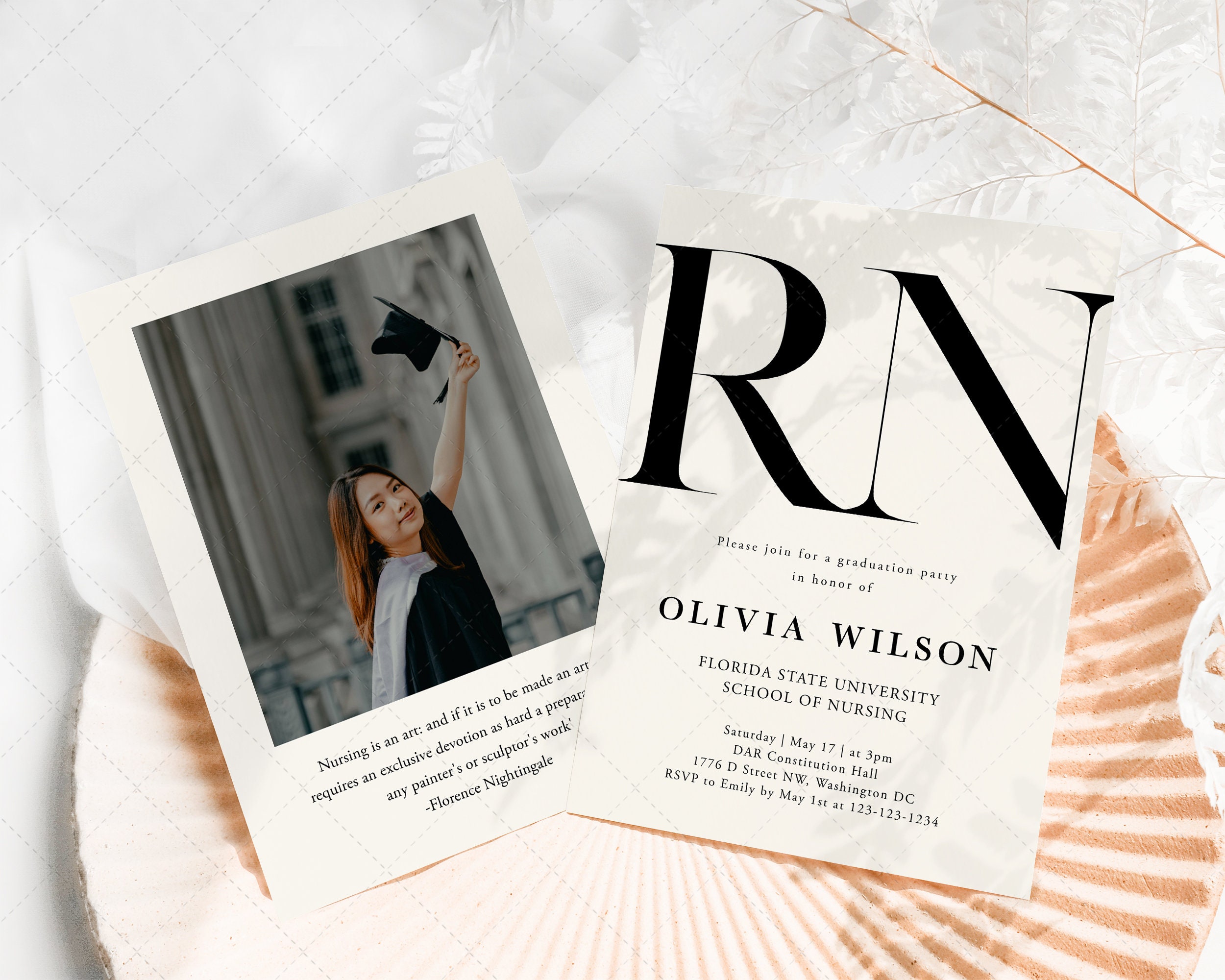 Modern RN Graduation Invitation: Minimalist Nursing Party (editable ...