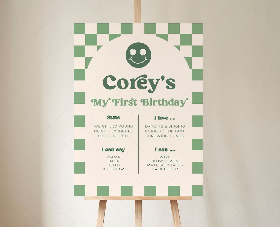 One Lucky Dude Birthday Milestone Sign, One Year Sign Template, Boy, St ...