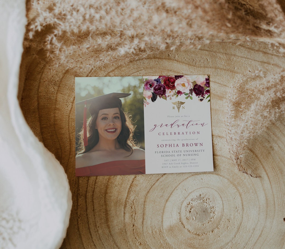 Nursing Graduation Invitation Card, RN, BSN, NP, Lpn, College, Photo ...