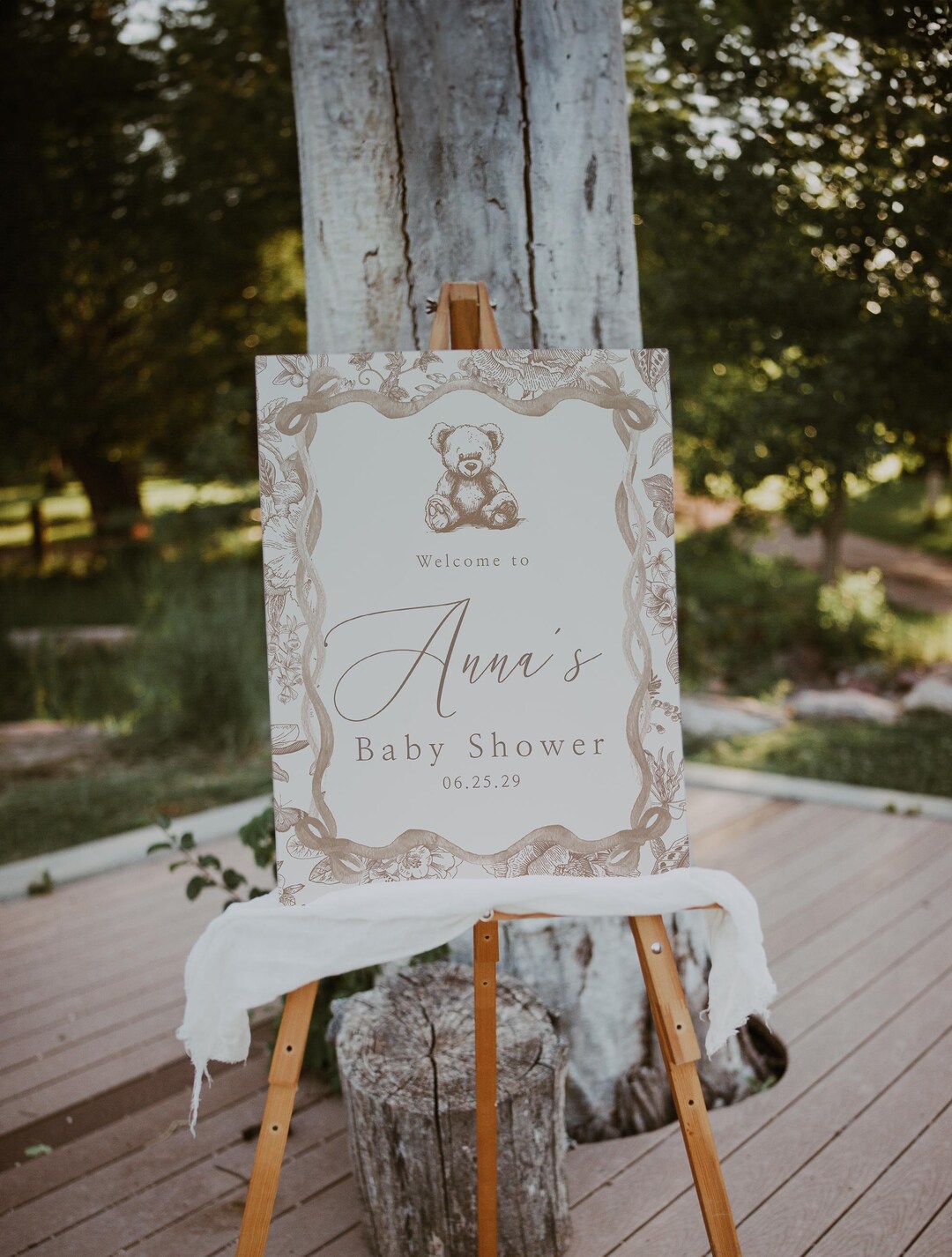 18x24 Teddy Bear Editable Sign, Gender Neutral, Any Event, Welcome Sign ...