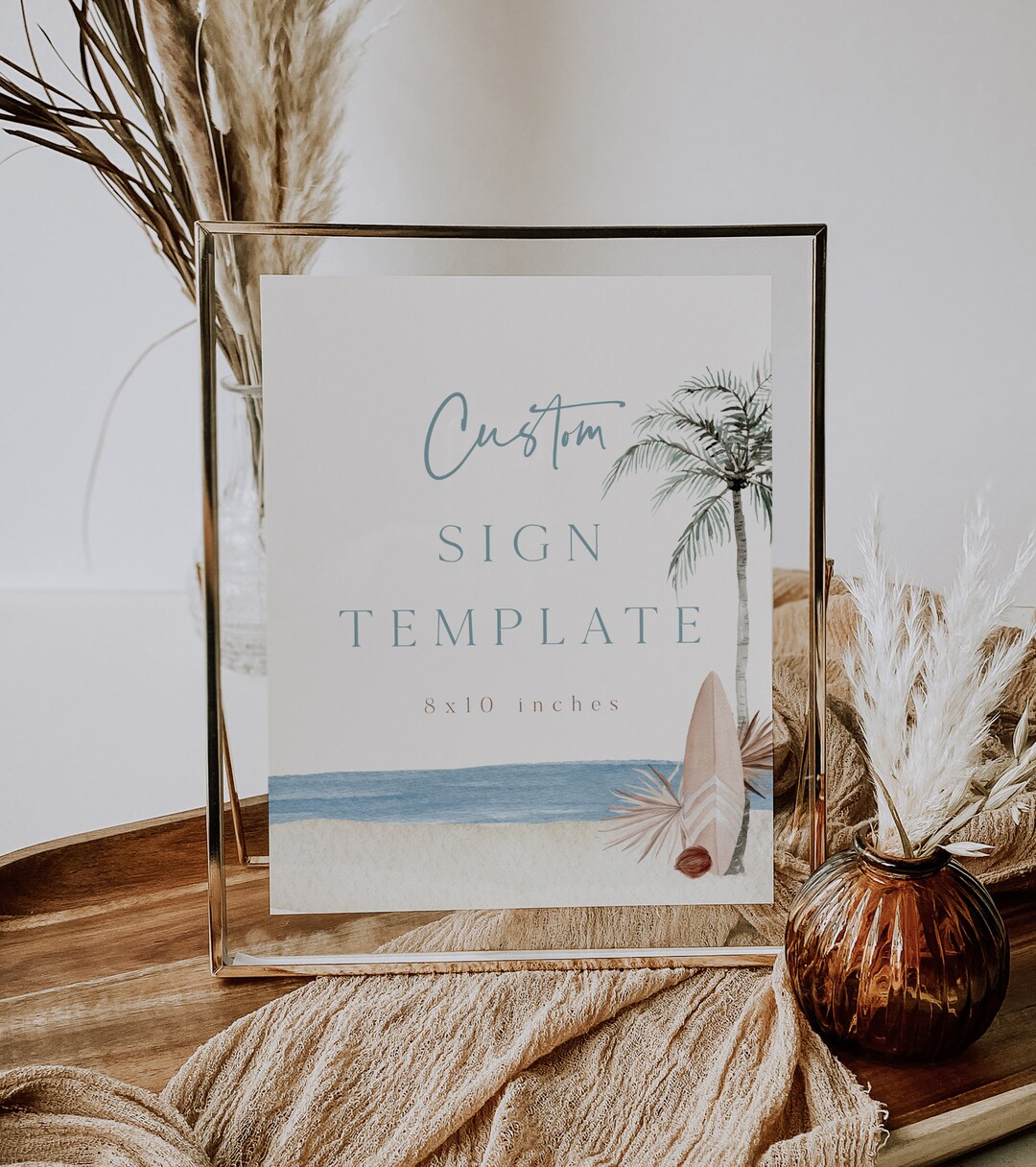Surfboard Baby Shower Welcome Sign: Beach Theme (8x10 Inches) | DC304 ...