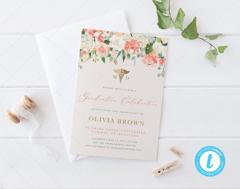 Medical School Graduation Party Invitation Instant | Etsy